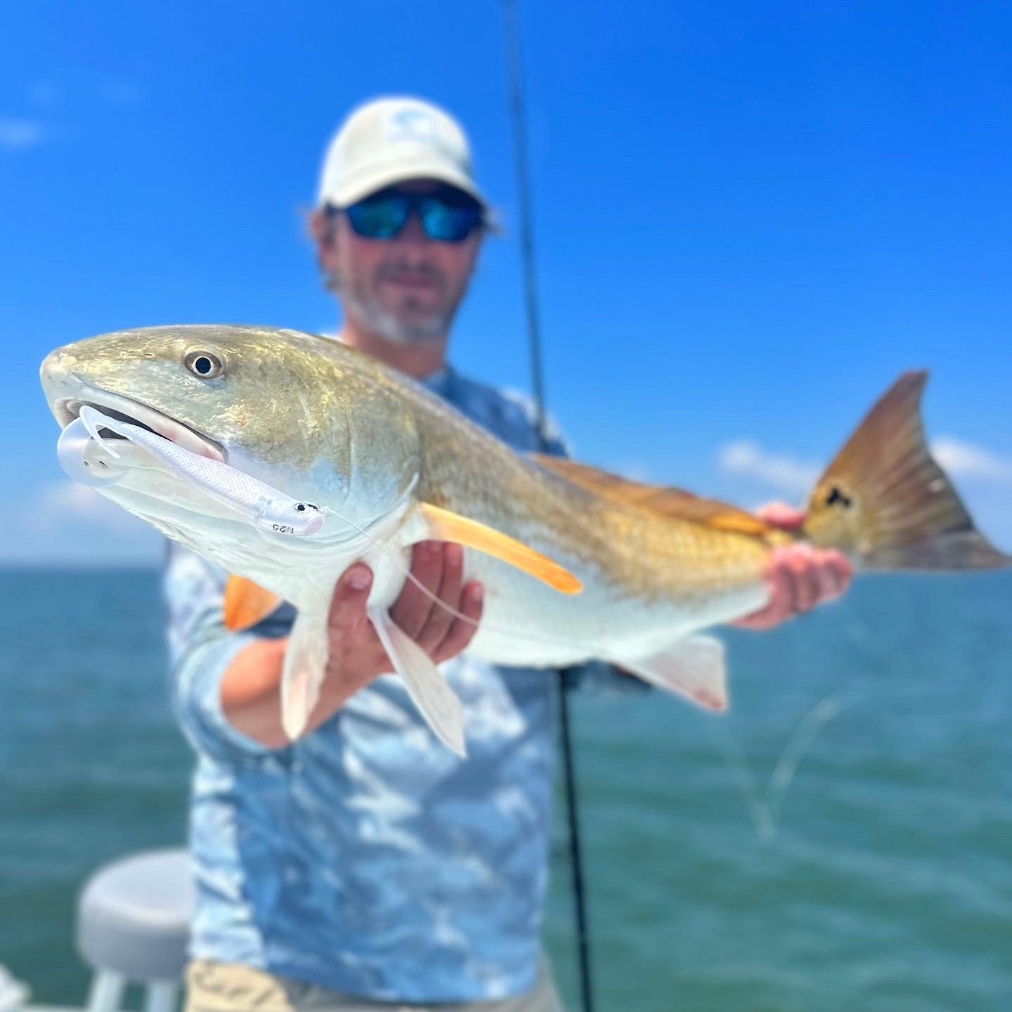 SOLID GOLD ! Bull Redfish on the surface! - Off The Hook Fishing Charters